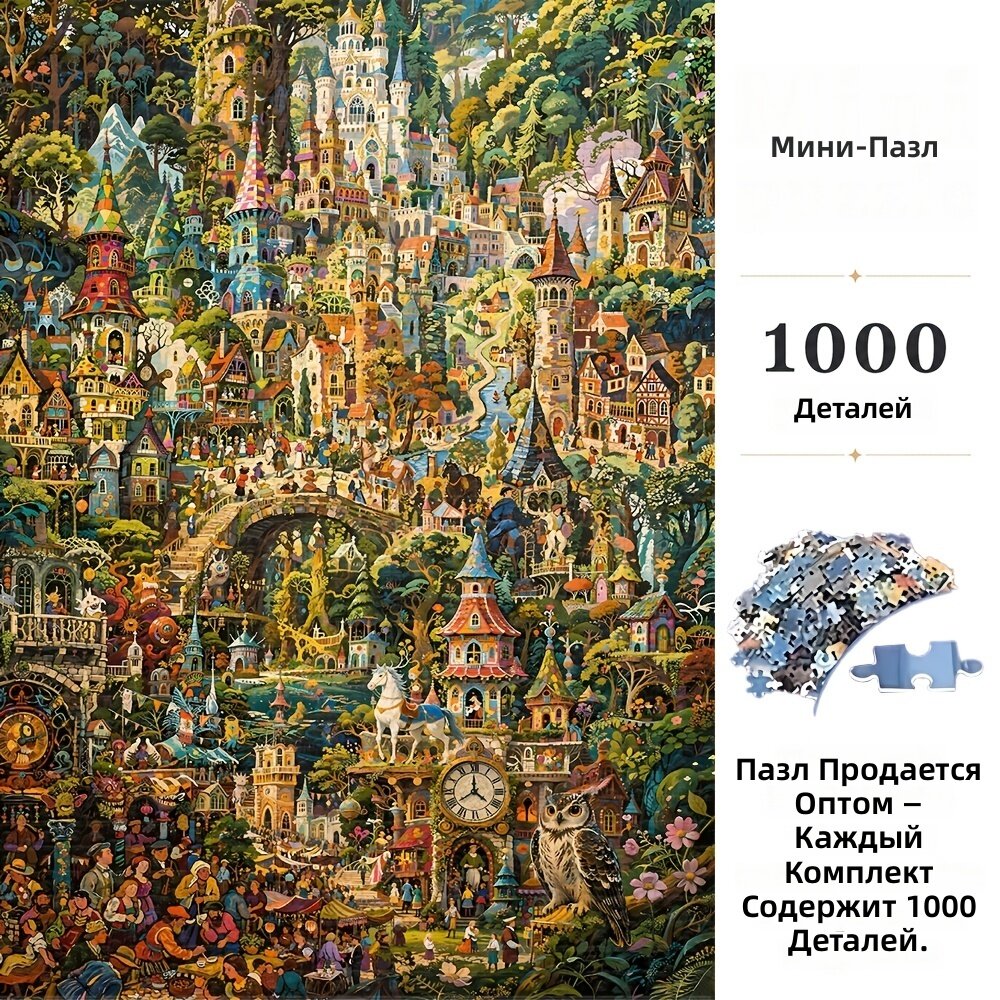 Мини-пазл на 1000 деталей для начинающих, настольная игра для семьи и путешествий, портативный подарок, размер 17,7 х 11,8 дюйма