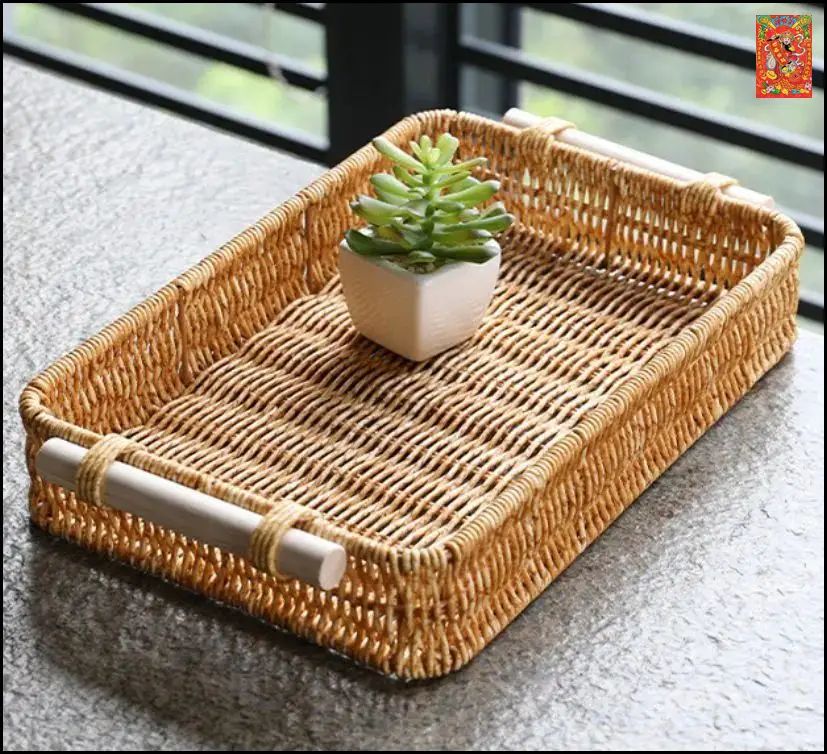 Поднос с ножками квадратный, ABS пластик, 20x30 см, коричневый цвет, для сервировки и декора