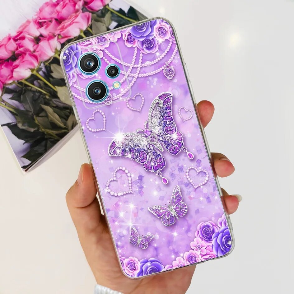For Realme 9 Pro Plus Case Fashion Flower Transparent Soft Phone Cover For Oppo Realme9 Pro+ 9Pro Funda Bumper Realme 9 4G Cases
