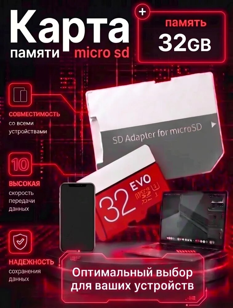 Карта памяти Micro SD EVO Plus 32 ГБ class 10
