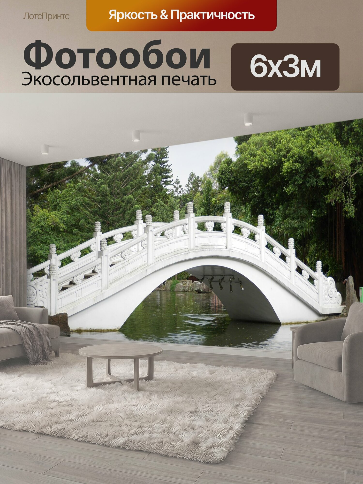 Фотообои "Мост, тайвань, парк" 600x300 см. экосольвентная печать