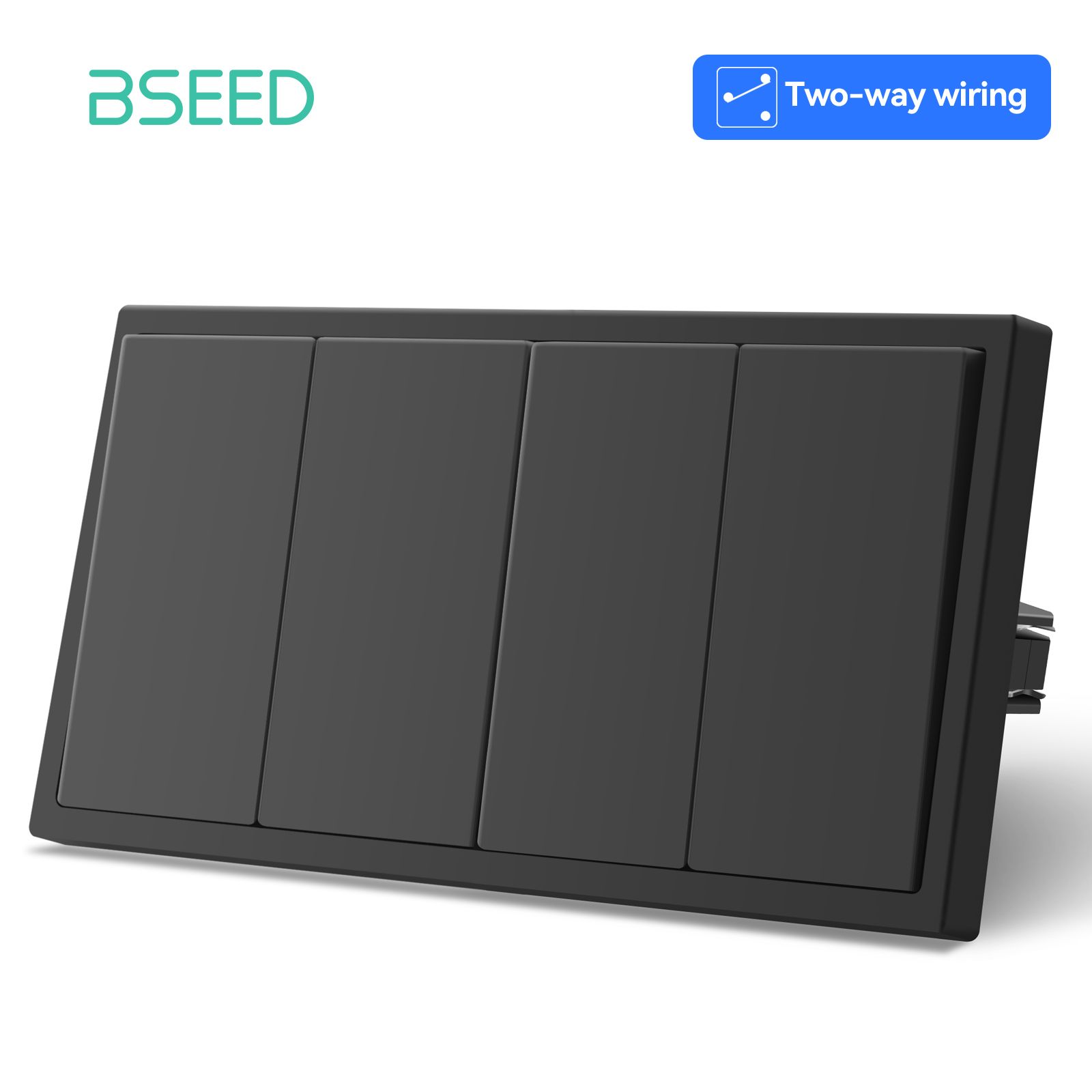 Настенный выключатель BSEED двухклавишный матовый, 2 клавиши, 10А 250В, PC рамка черный, 150 мм