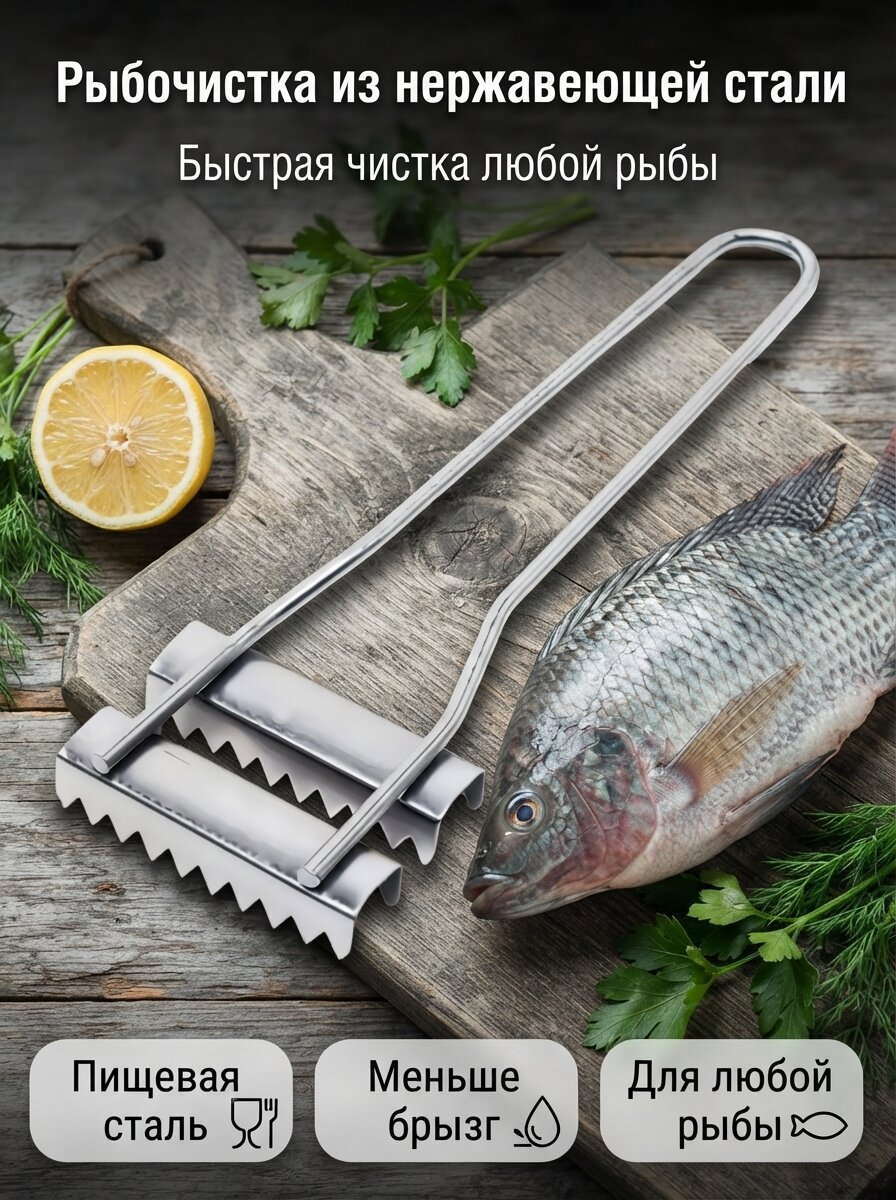 Рыбочистка ручная для любой рыбы, для кухни и дома простая, компактная