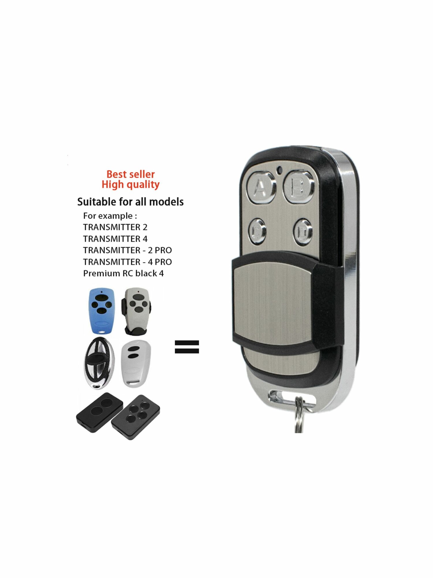 TRANSMITTER 2PRO/4 433mhz, 4 кнопки, черный / на брелке