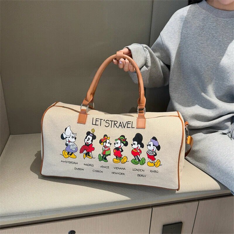 Холщовая дорожная сумка Mickey большой емкости, женская портативная сумка для фитнеса