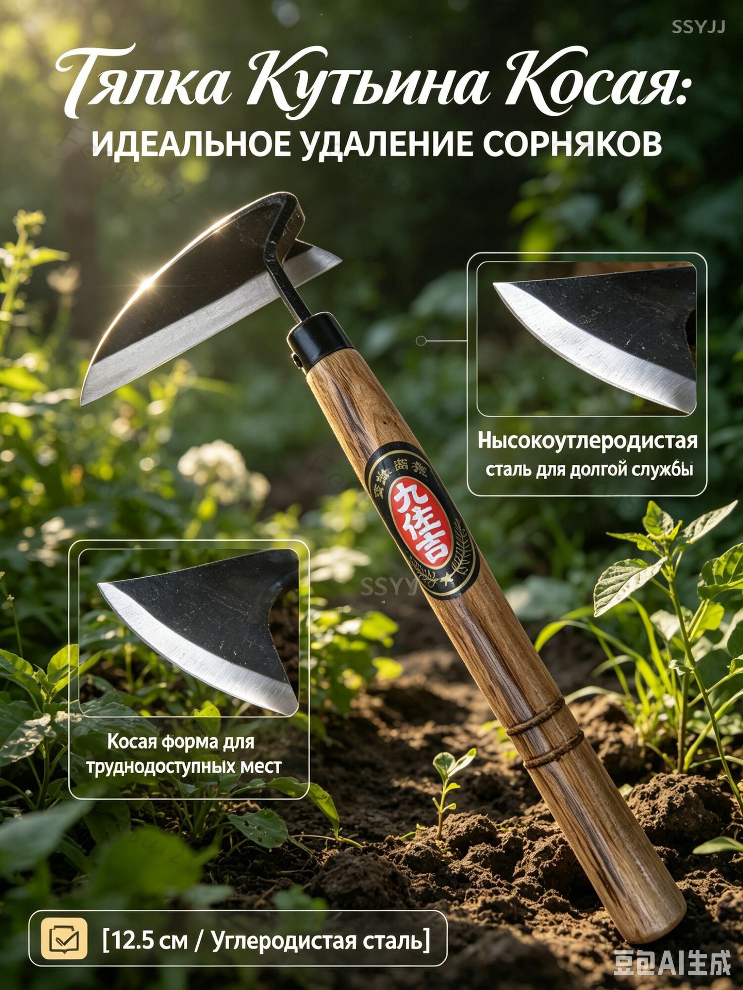 Тяпка 28.56 см рукоять, 13.25 см ширина, нержавеющая сталь