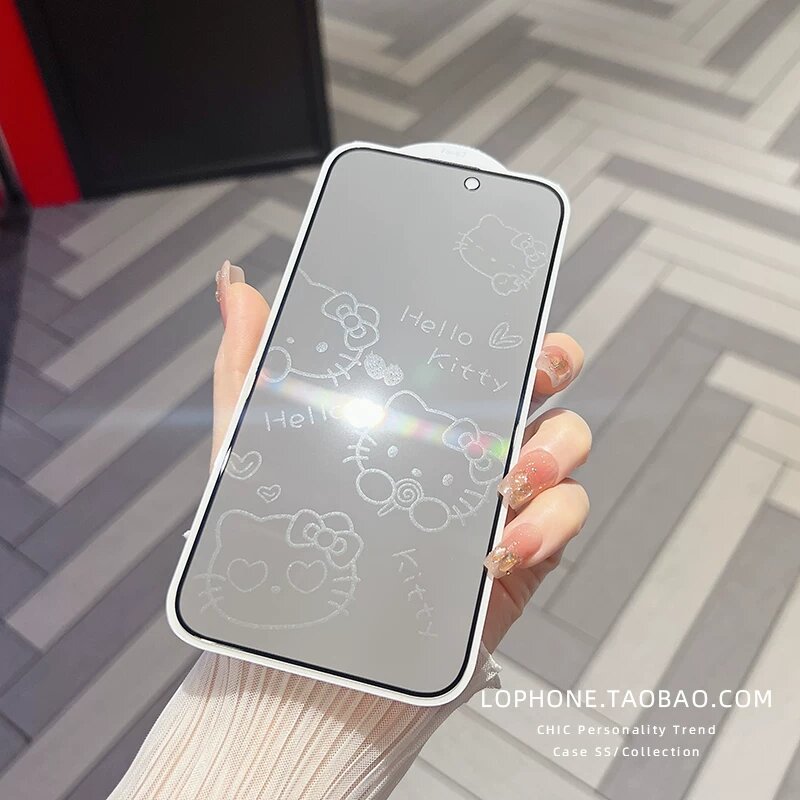 Защитное стекло для iPhone 16 Plus с антибликовым покрытием и рисунком Много КТ