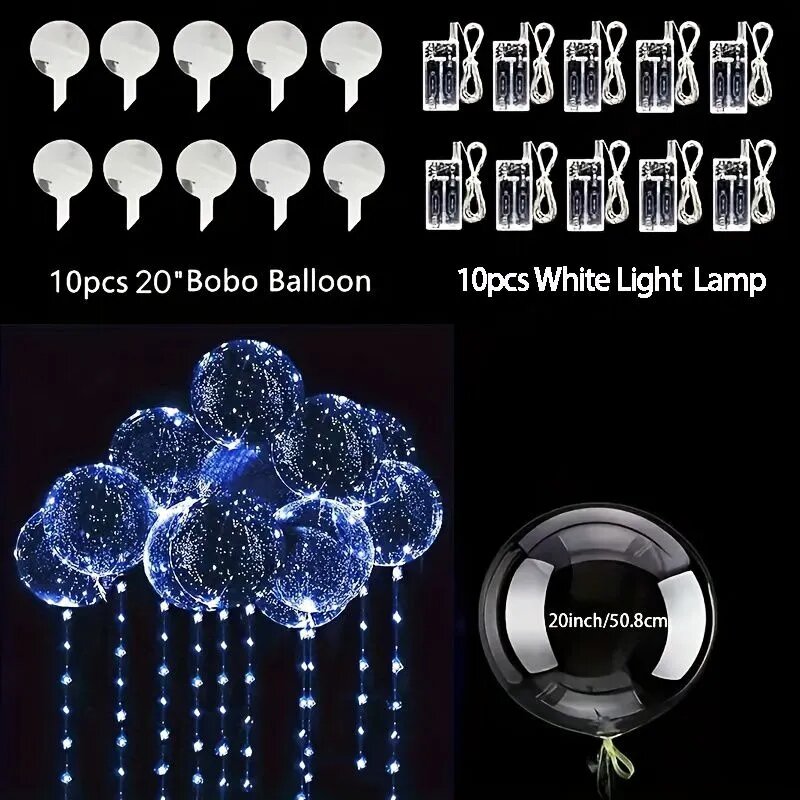 LED10 комплект цветных светодиодных ламп пузырьки воздушные воздушные шары для украшения Нового года, дня рождения, свадьбы и вечеринки, без батареек