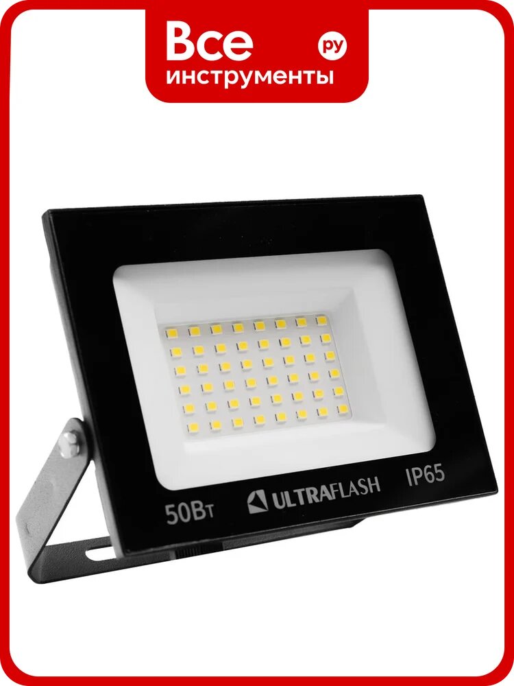 Прожектор Ultraflash UFD003 черный (LED SMD, 50 Вт, 4500 лм, 230В, 6500К, 141хх105х24) 16441