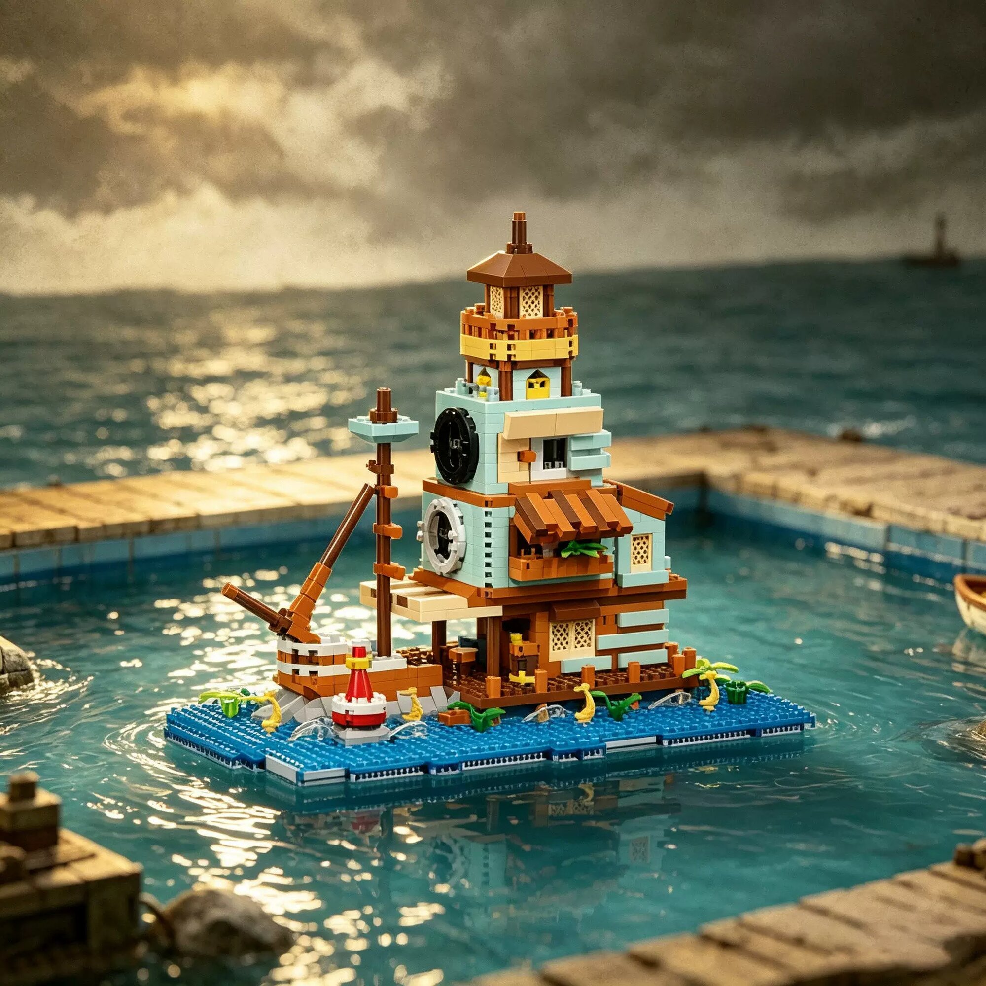 Деревянный домик-хижина для рыбалки Cape Light House, конструктор, развивающая игрушка, домик на дереве, коттедж, для