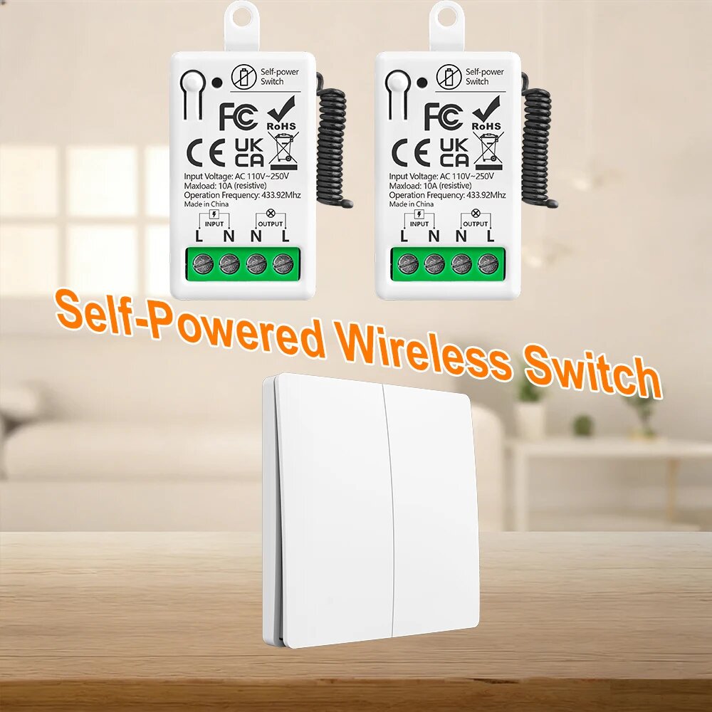 Водонепроницаемый беспроводной выключатель света Kinetic Switch WP301 2receiver 1switch