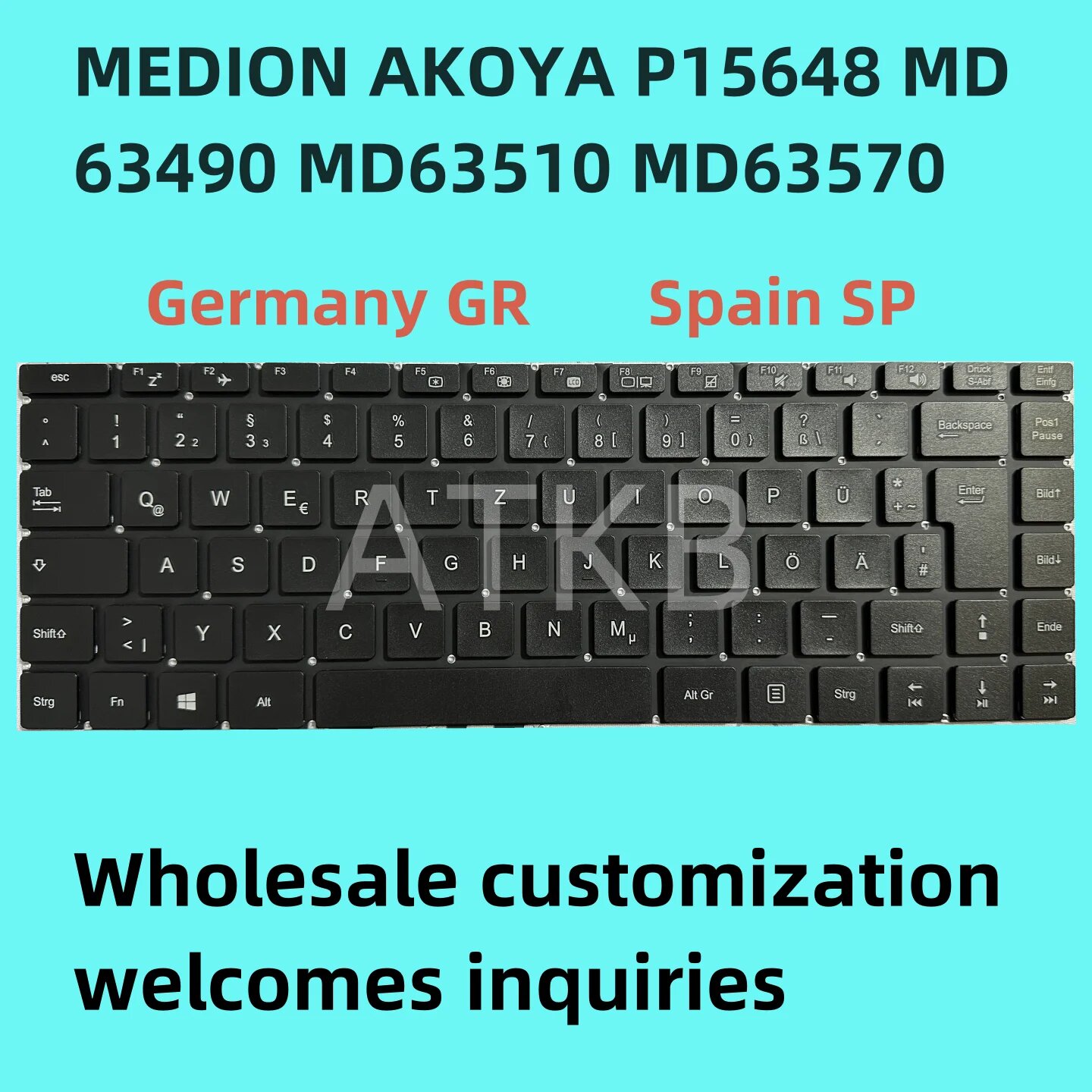 Клавиатура для ноутбука Medion AKOYA P15648 чёрная GR