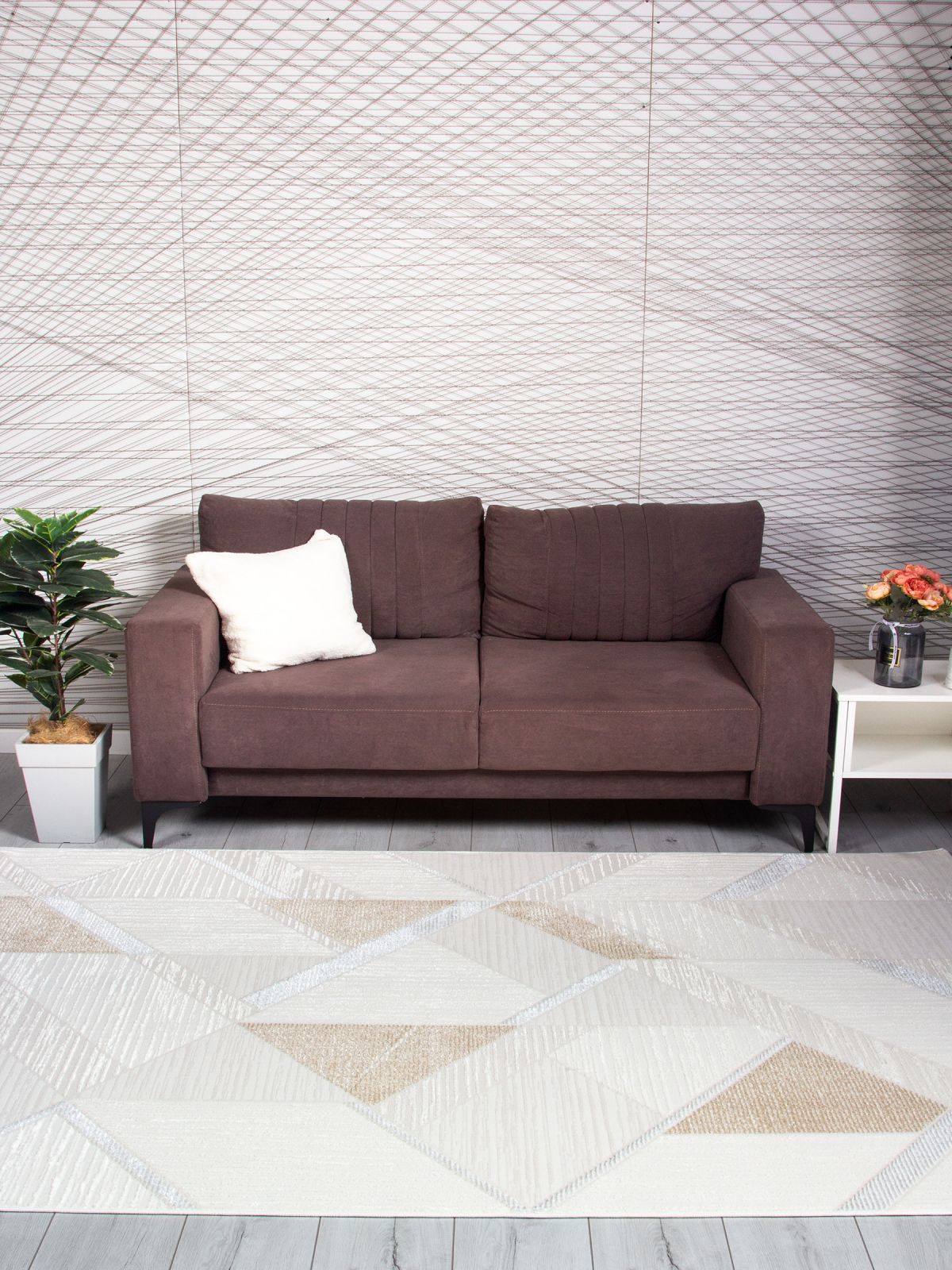 Ковер 2.4x3.4м Современный l.beige / white