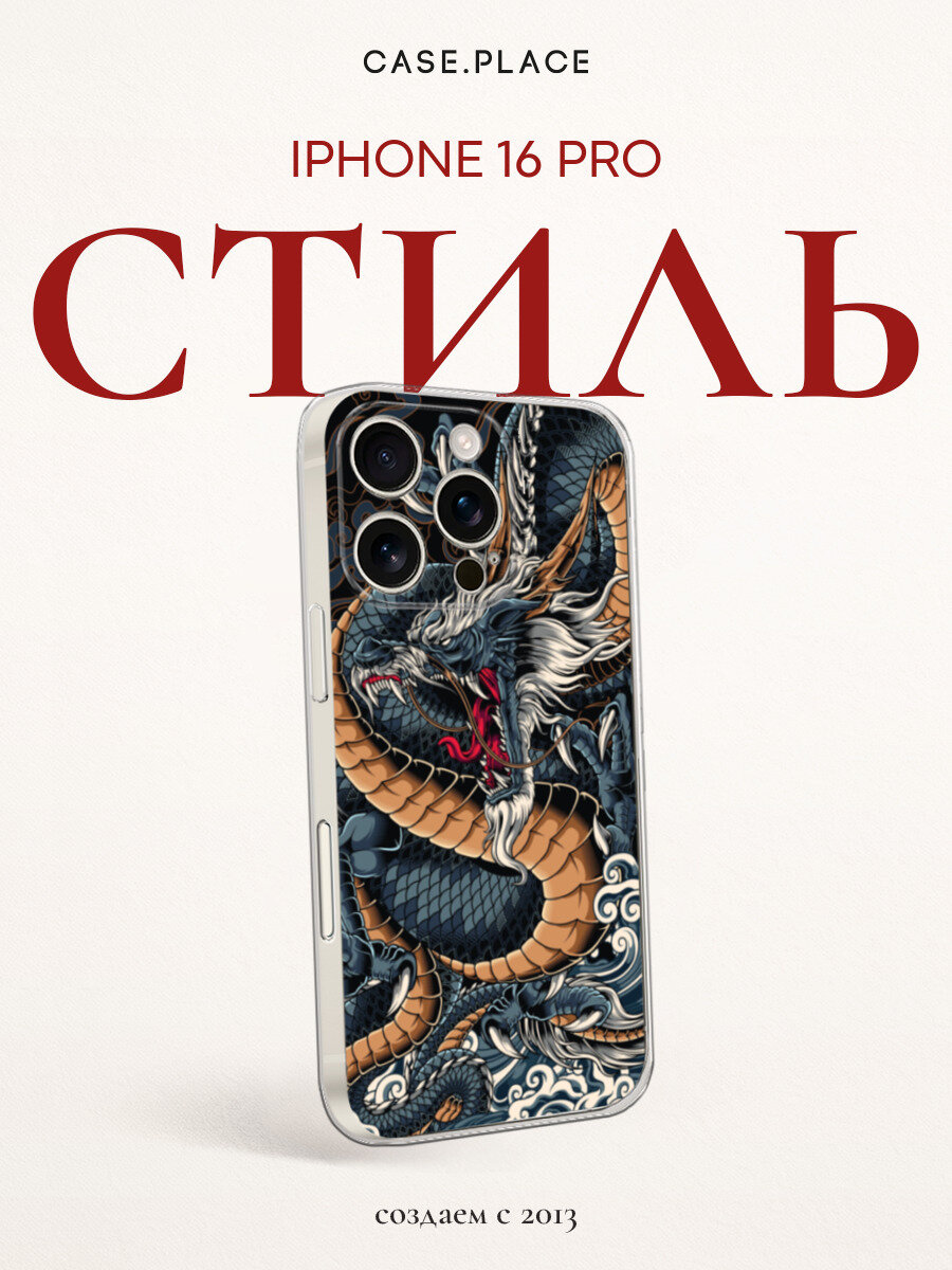 Чехол на Apple iPhone 16 Pro / Айфон 16 Про с принтом С Драконом