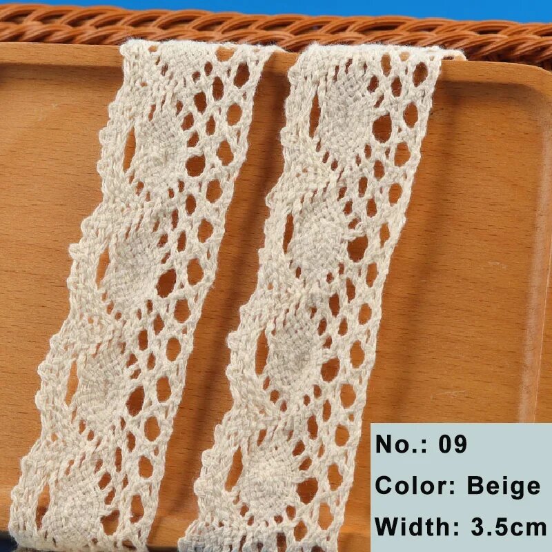 Кружевная лента JING-SDIY хлопковая белая бежевая 2/5 ярдов 09 Begie, 2Yards