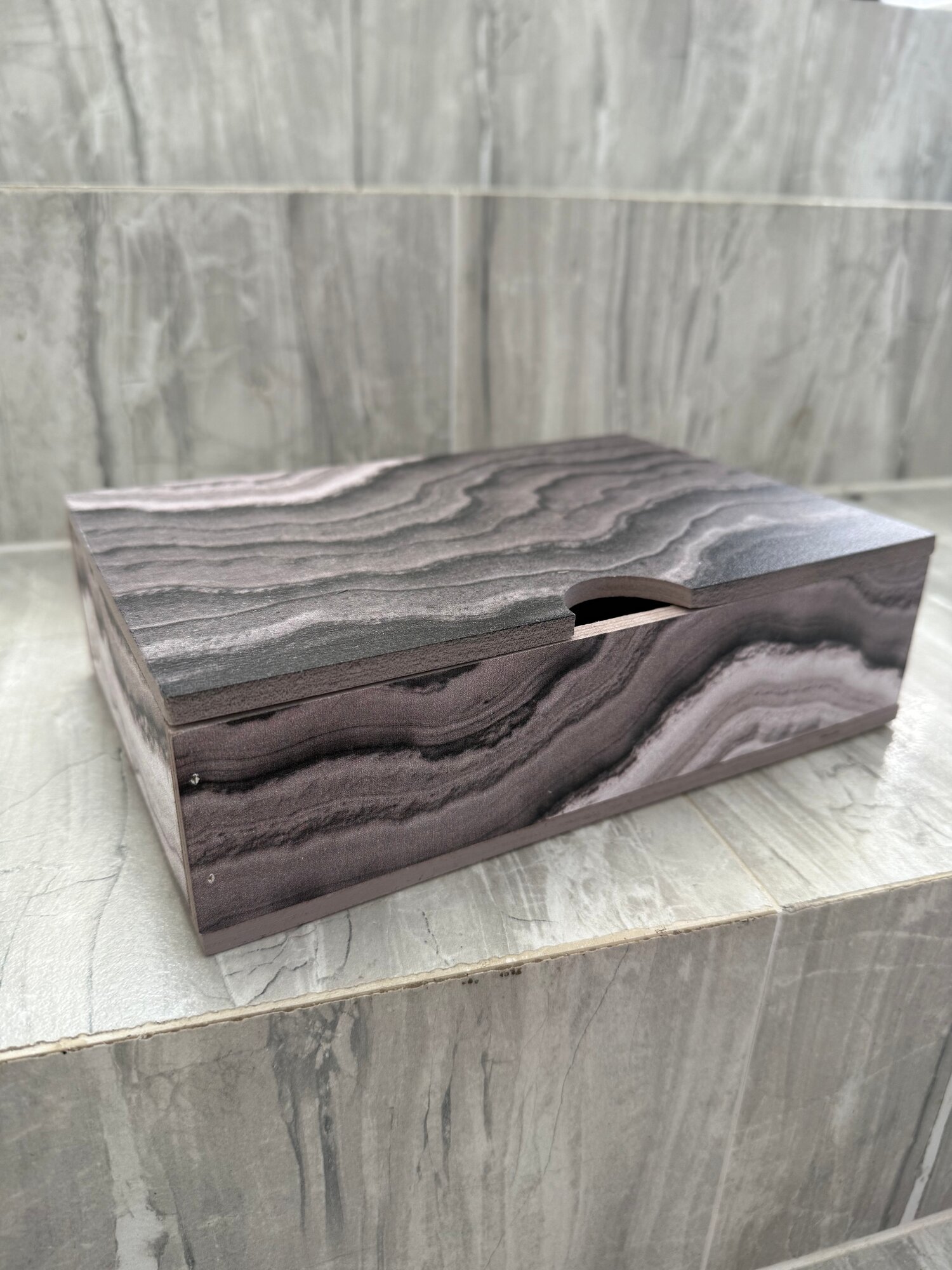 Шкатулка Пластмаркет "Сланец", дерево, 22x15 см, съемная крышка, универсальная