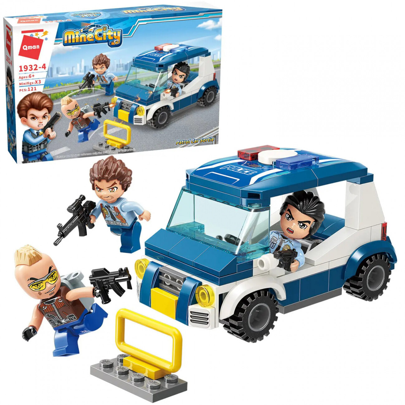 Конструктор Qman серия MineCity Полицейские истории: преследование преступника на машине 121 деталь 1932q/1932-4