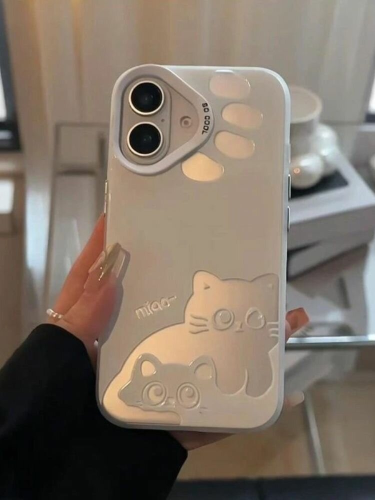 Чехол на XIAOMI 14T / Сяоми 14T плюс белый с принтом Котик противоударный