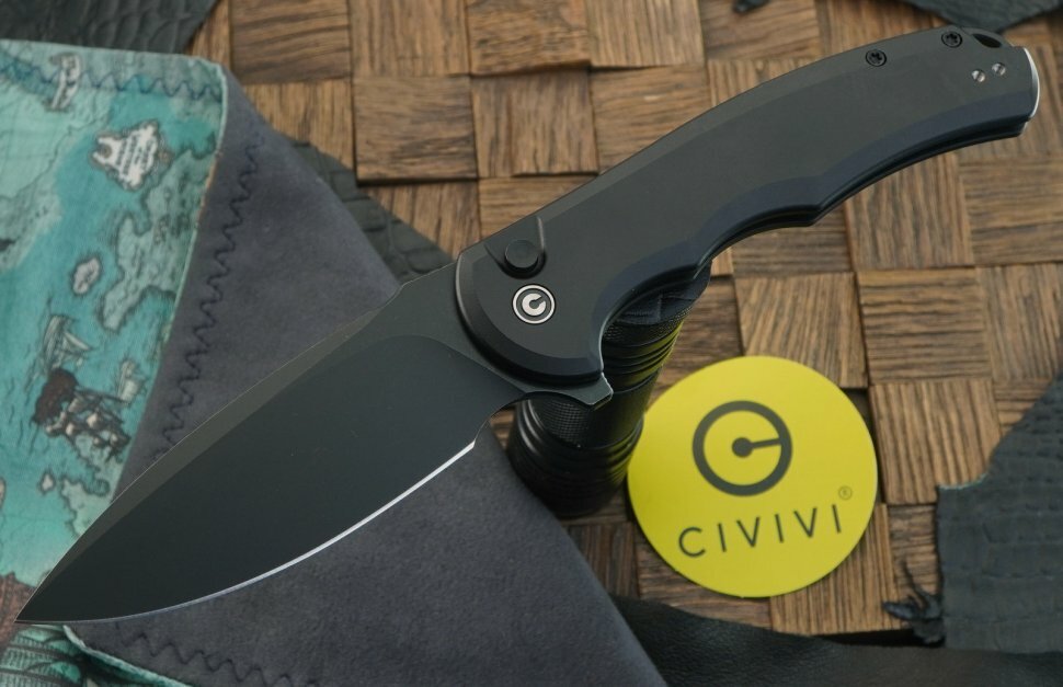 Складной нож Civivi Praxis Button Lock, сталь Nitro-V, SW, рукоять черный алюминий