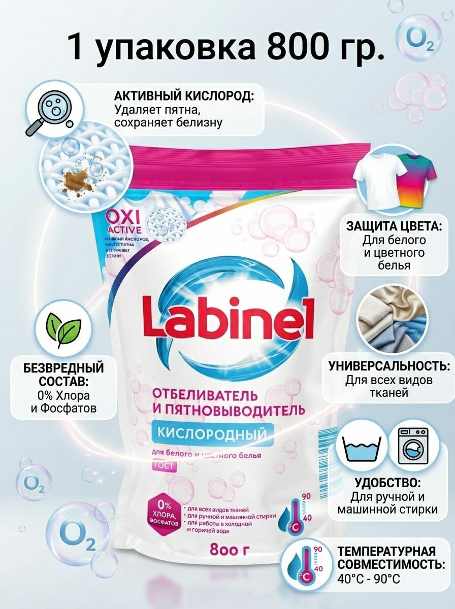 Пятновыводитель, кислородный отбеливатель Labinel 800гр