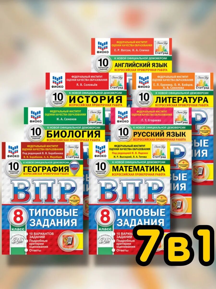 ВПР 8 класс Лит Англ Мат Ист Рус Био Гео 10 вар