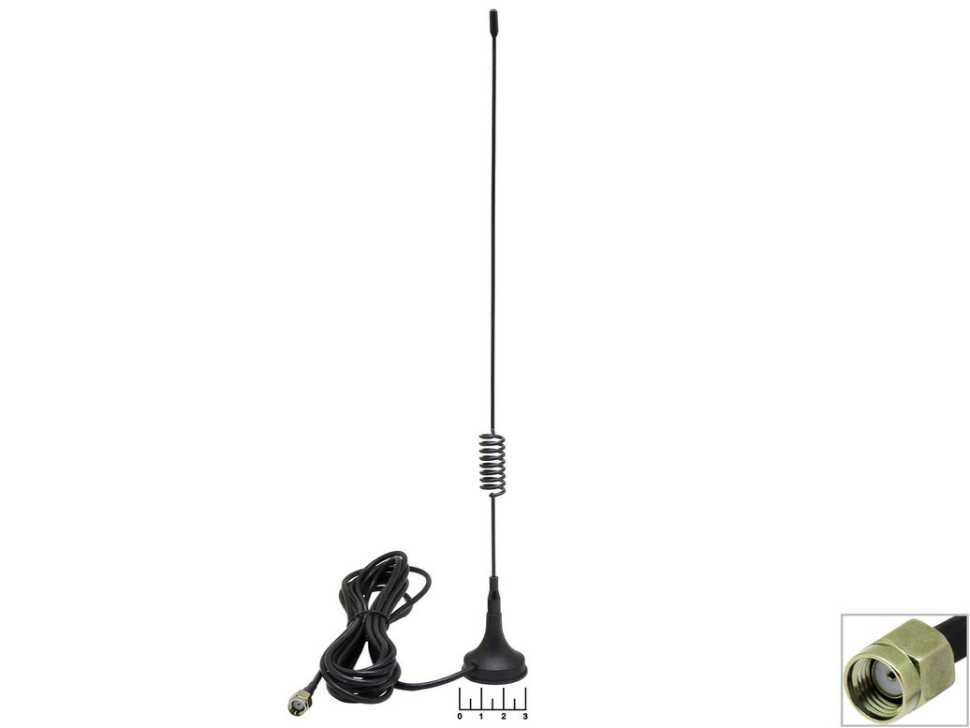 Антенна автомобильная GSM GKT-433-3B3 SMA J (RG-174) на магните 3м