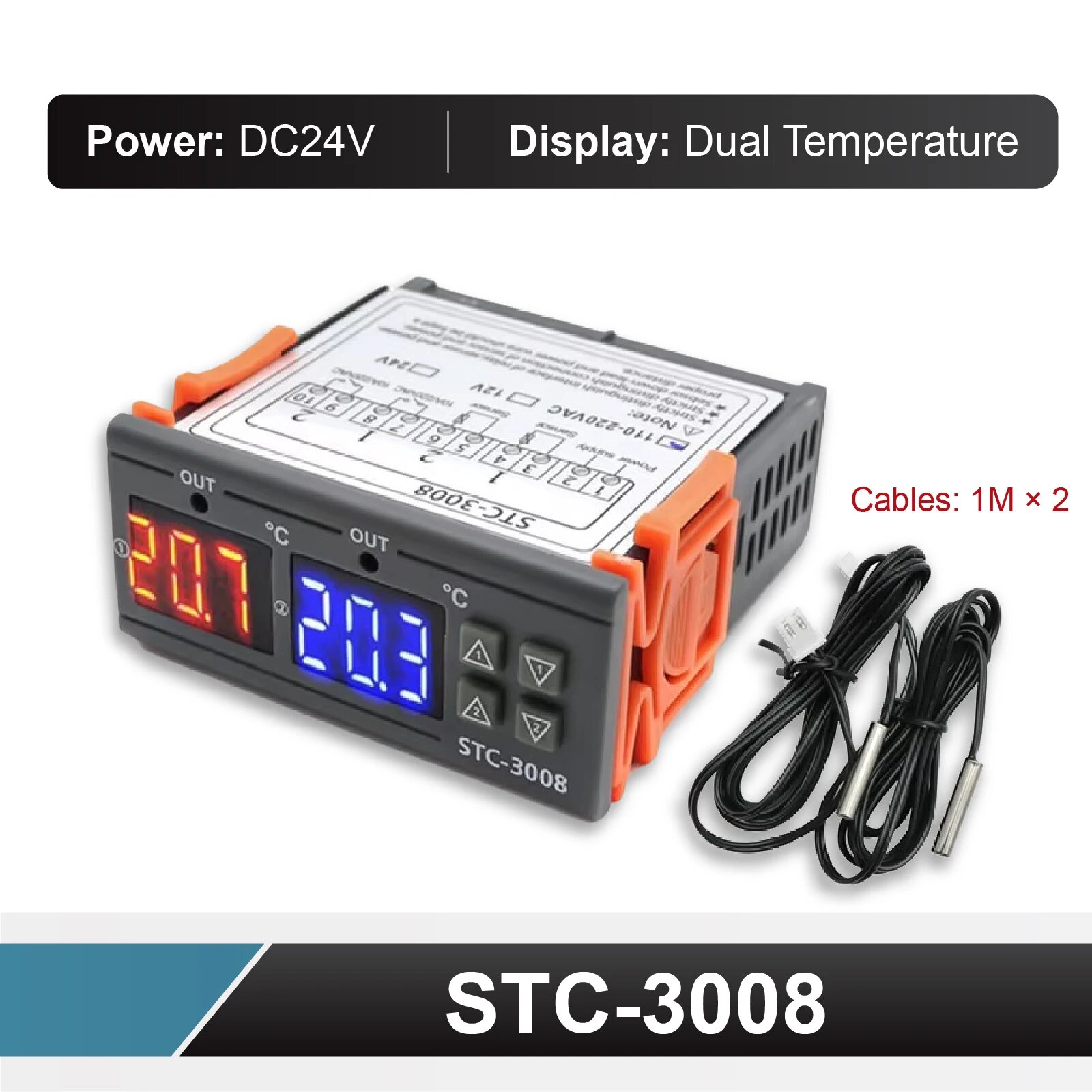 Цифровой термостат STC-3008 с двойным реле светодиодным дисплеем регулируемый 12V 24V 110V 220V промышленный контроллер температуры для аквариума обогрева охлаждения