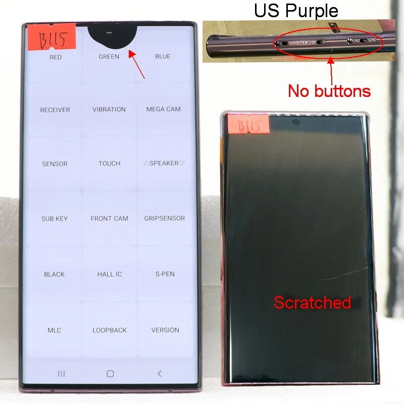 Для Samsung Galaxy S22 Ultra 5G ЖК-дисплей SM-S908 S908F S908U S908N AMOLED US Purple Frame B115