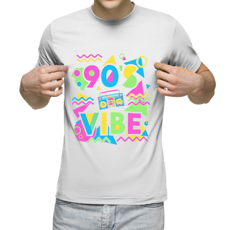 Мужская футболка «Футболка 90 s vibe style» (белый, XL)