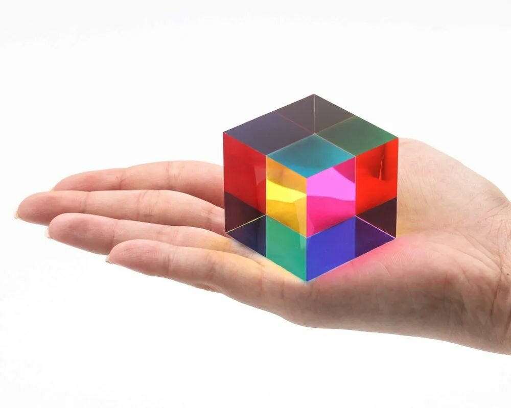 ZhuoChiMall CMY Color Cube, 1,6-дюймовая (40 мм) акриловая призма CMYcube для украшения рабочего стола дома или офиса, обучающие игрушки для науки Развивающие подарки для детей