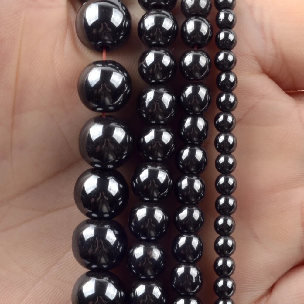 Бусины Агат Черный Hematite 4 мм, 88-91 шт