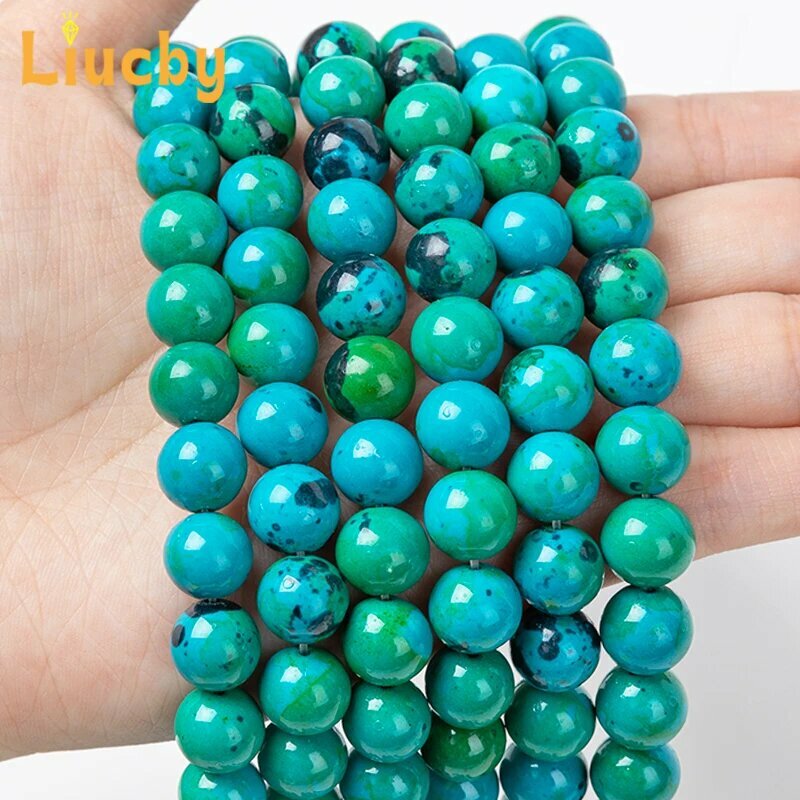 Зеленые хризоколла бусины 4/6/8/10/12 мм 15 дюймов 8mm-about 46pcs