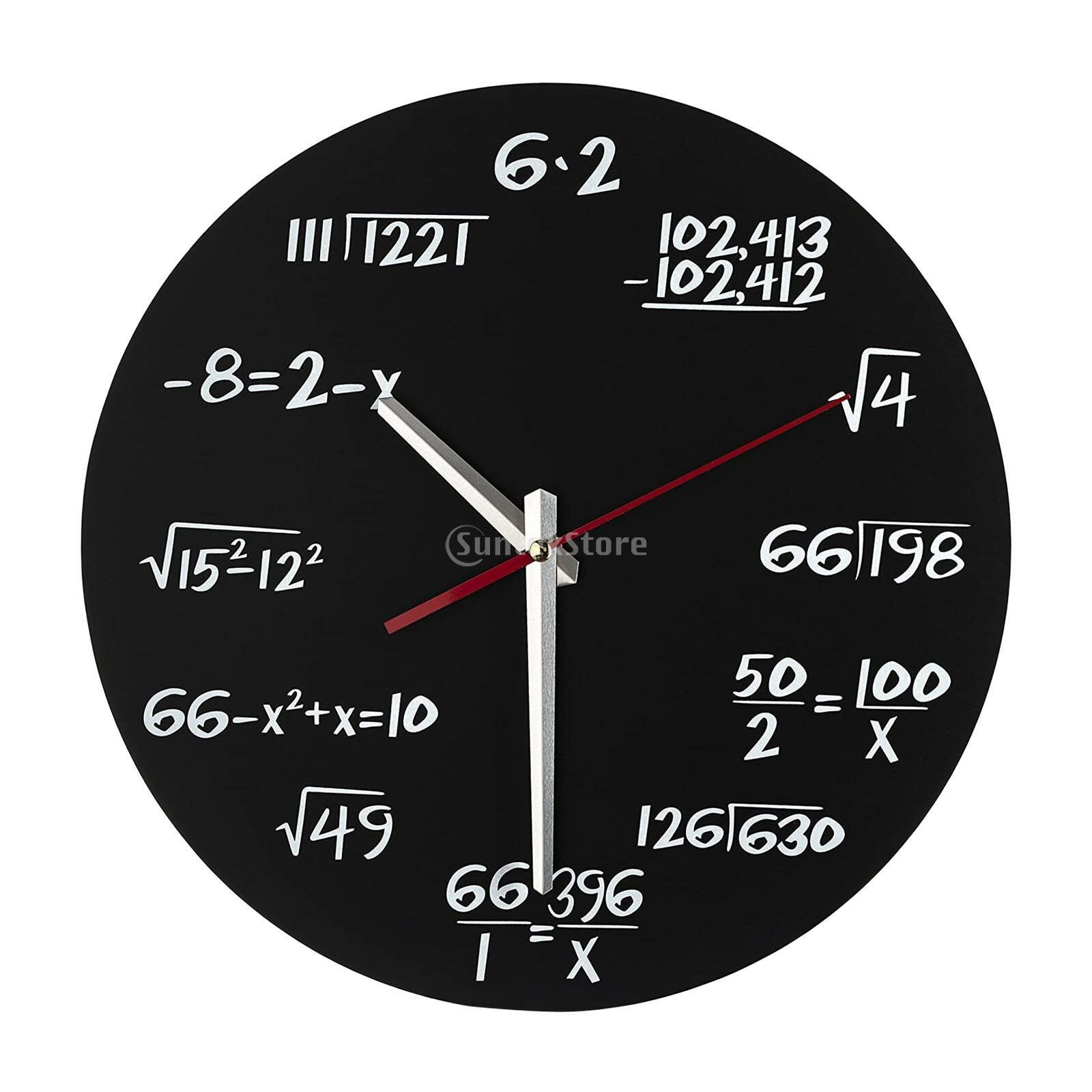 Математические часы 12 -дюймовые стены без тикания 30cmx30cm