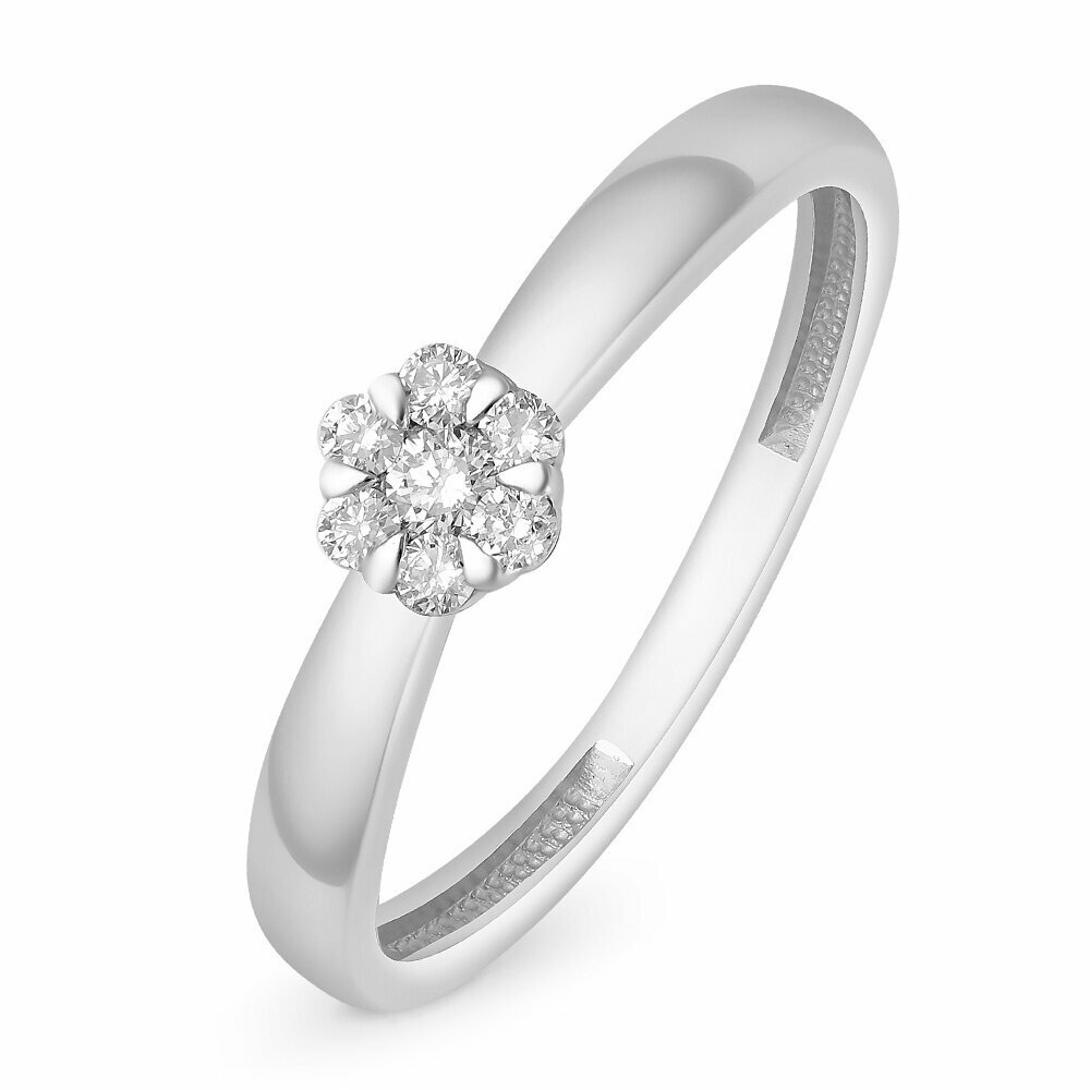 Кольцо, белое золото, 585 проба, родирование, бриллиант