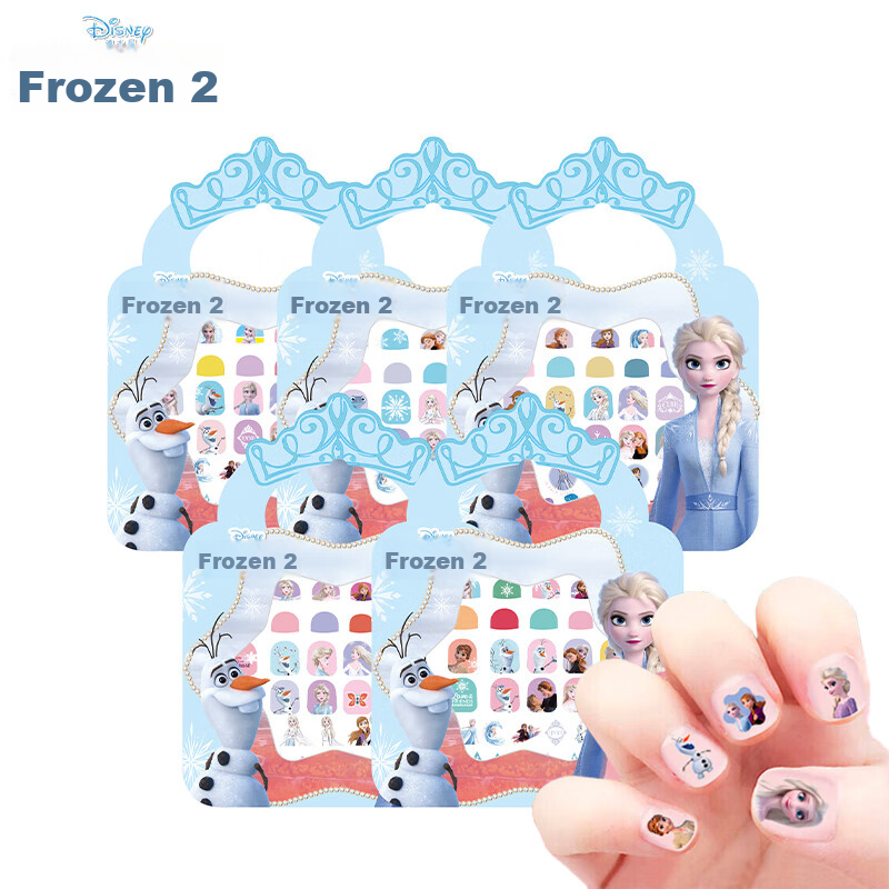 Набор наклеек для ногтей Disney Kids Elsa Snow Theme, 5 уникальных листов Цвет：Дизайн Эльзы с ледяными узорами