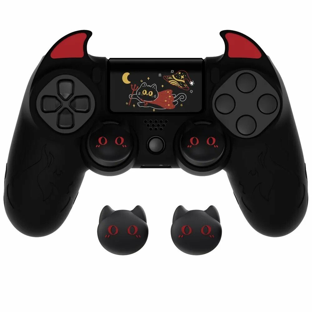 PlayVital Чехол Cute Demon для геймпада PS4 Slim/Pro силиконовый антискользящий Kawaii чехол