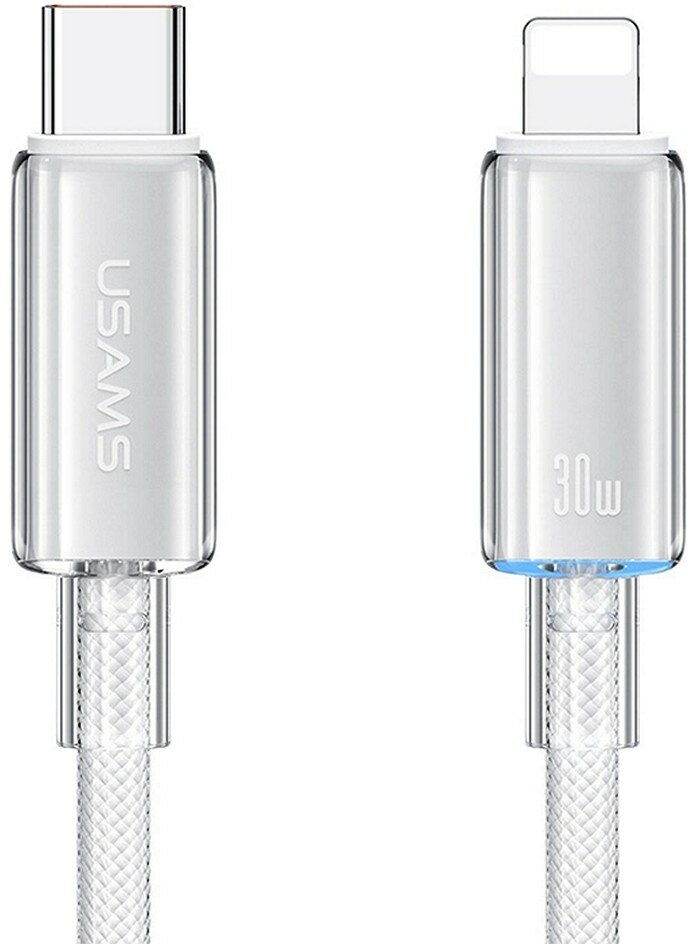 Кабель Usams SJ659 (SJ659USB02), Type-C-Lightning, PD Fast Charging, белый, 1,2 м