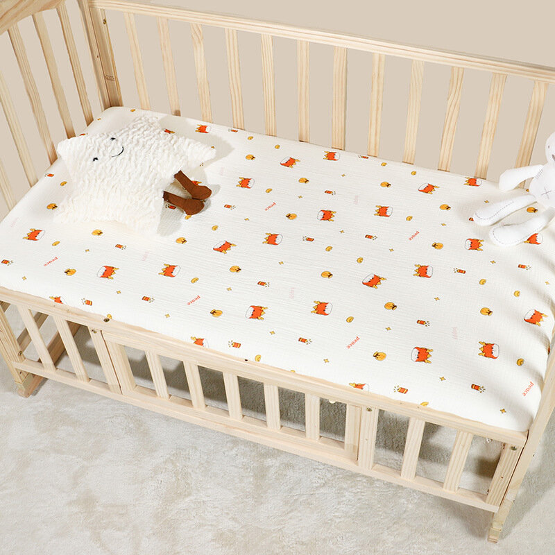 Простыня на резинке для детской кроватки, класс А для мам и младенцев, из 100% хлопковой марли, простыня для новорожденных, детский всесезонный чехол для кровати.
