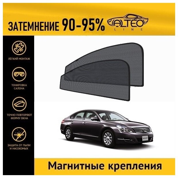 Каркасные автошторки ALTEO PREMIUM на Nissan Teana 2 (J32) (2008-2014) на передние двери на магнитах