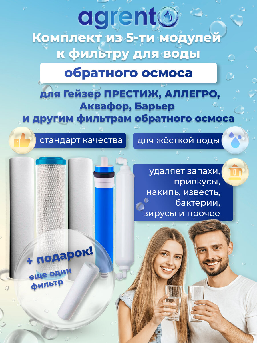 Комплект сменных подходит к Аквафор, Гейзер престиж, аллегро и доп. модуль в подарок