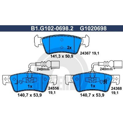 Колодки тормозные задние GALFER B1-G102-0698-2 Vw Touareg 7La 10, 02- с датчиком