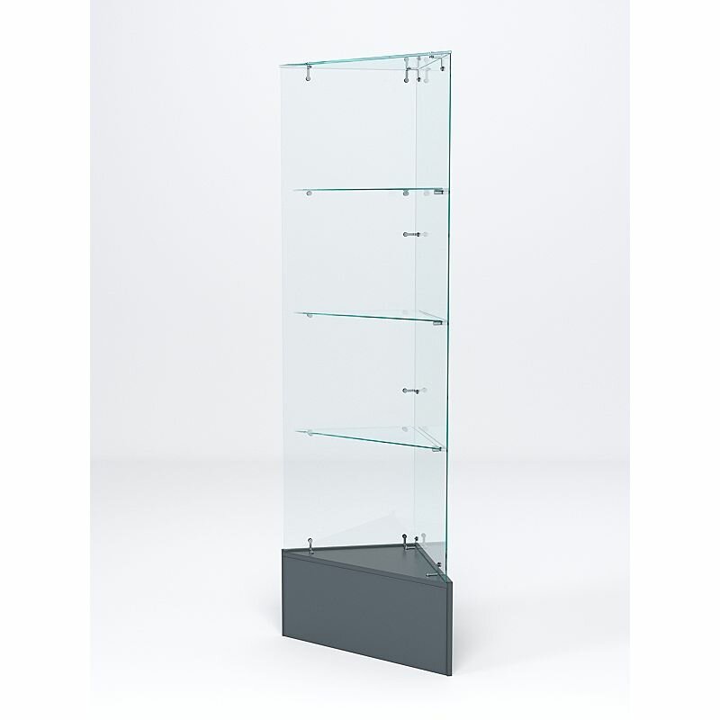 Витрина стеклянная "истра" угловая №109-У трехгранная (без дверок, бока - стекло), Темно-Серый