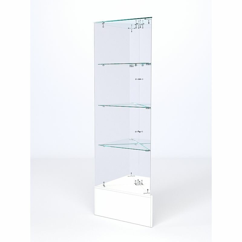 Витрина стеклянная "истра" угловая №111-У трехгранная (без дверок, бока - зеркало), Белый