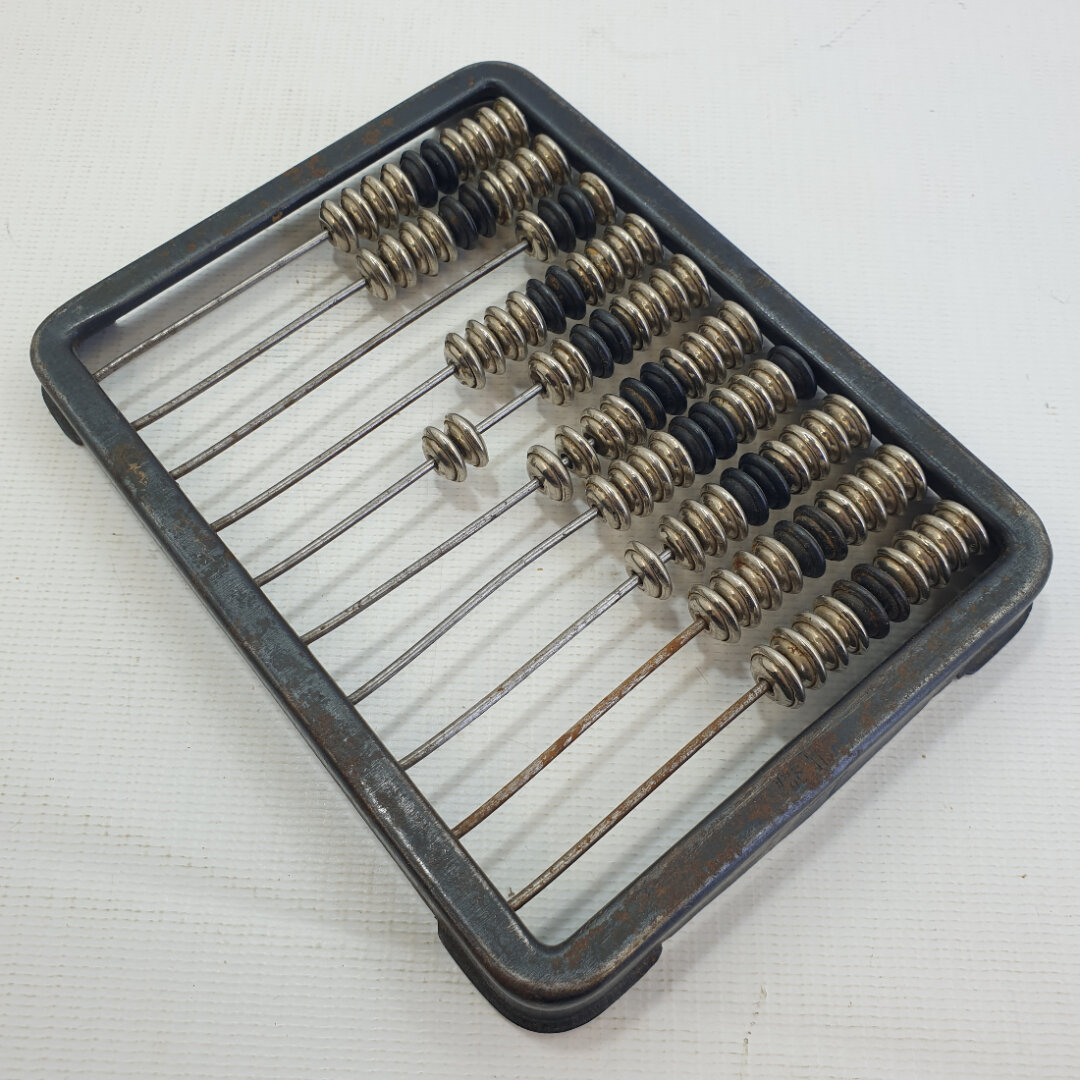Винтажный счеты металлические 12х15 см костяшки металл СССР