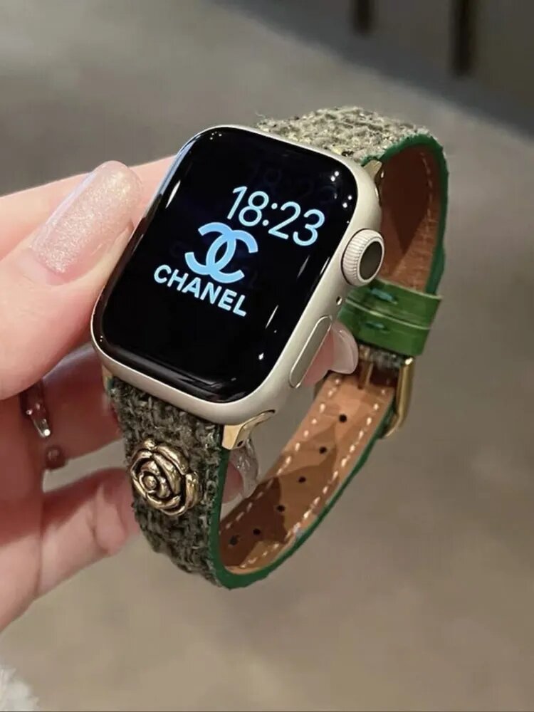 Кожаный ремешок для Apple Watch 10-11 42мм/ Series 1-9 & SE 38мм, 40мм, 41мм/ SE 3 40мм, Chanel