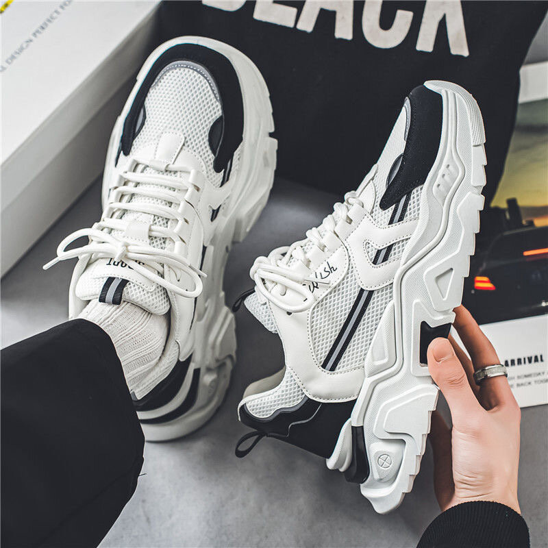 LUO Кроссовки Мужчины Зимой Теплые Плюш Увеличенная Подошва/Y901 white black