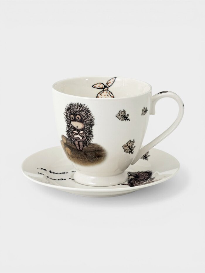 Чайная пара коралл «Ёжик в тумане», 400 мл, фарфоровая, белая
