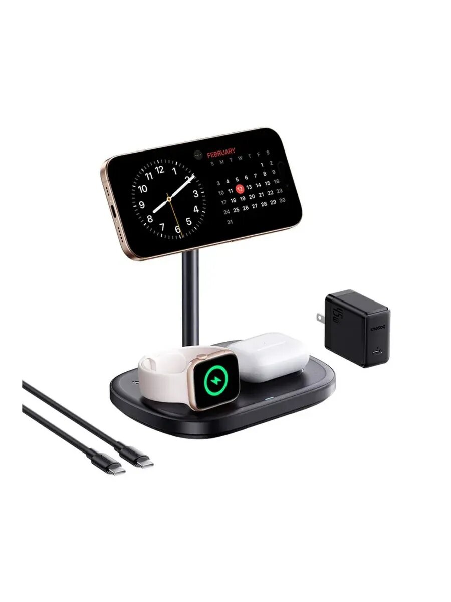 Беспроводное зарядное устройство 3-в-1 Qi2, 22.5W Baseus EnerFill FS41 Wireless Charging