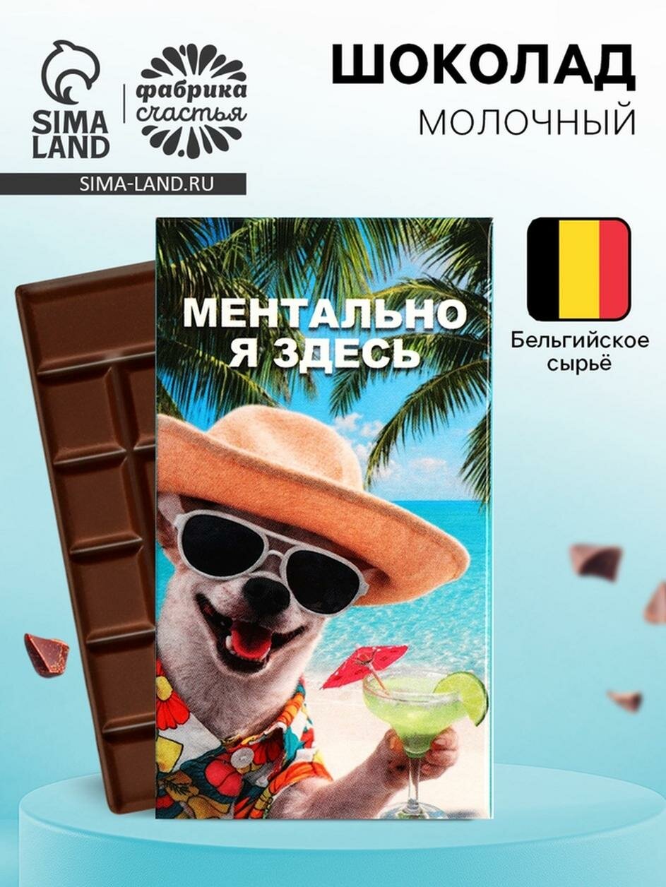Шоколад Фабрика Счастья "Ментально я здесь", вес 27 гр, 1шт.