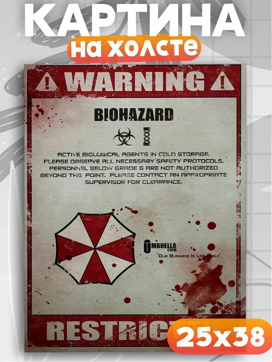Картина на стену Resident Evil, на подрамнике, 1шт, 38х25 размер.